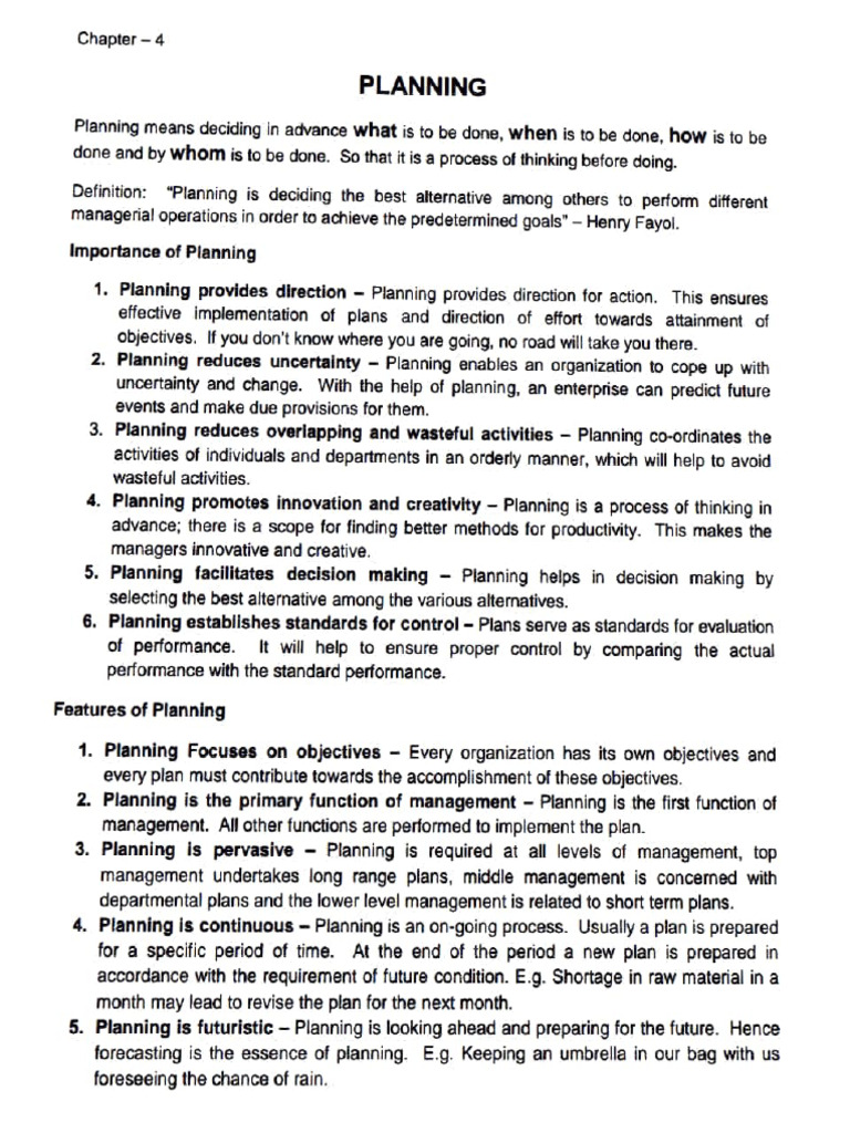 XII Chapter - 4 Planning | PDF
