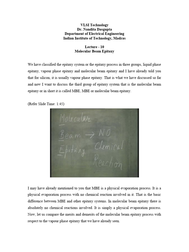Lec10 Molecularbeamepitaxy | PDF