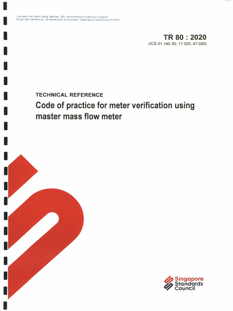 TR80 - 2020 Code of Practice For Meter Verification Using Master Mass Flow Meter | PDF