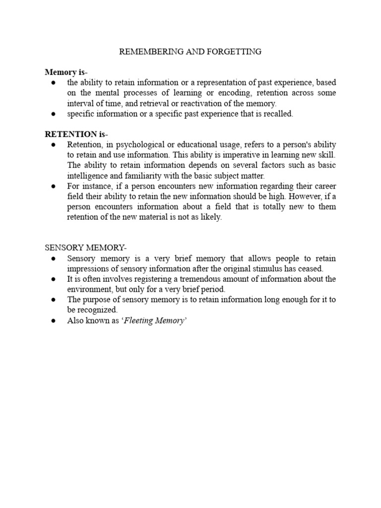 Remembering and Forgetting | PDF