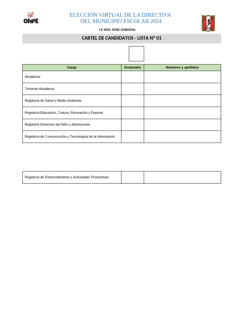 Cartel de Candidatos - Lista #1 | PDF