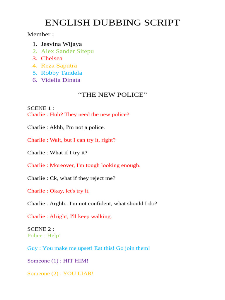 ENGLISH DUBBING SCRIPT | PDF