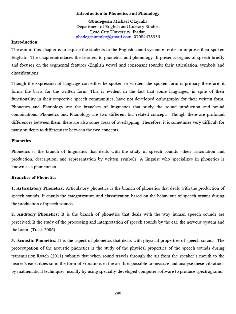 Phonetics & Phonology for Students | PDF | Syllable | Foreign Language ...