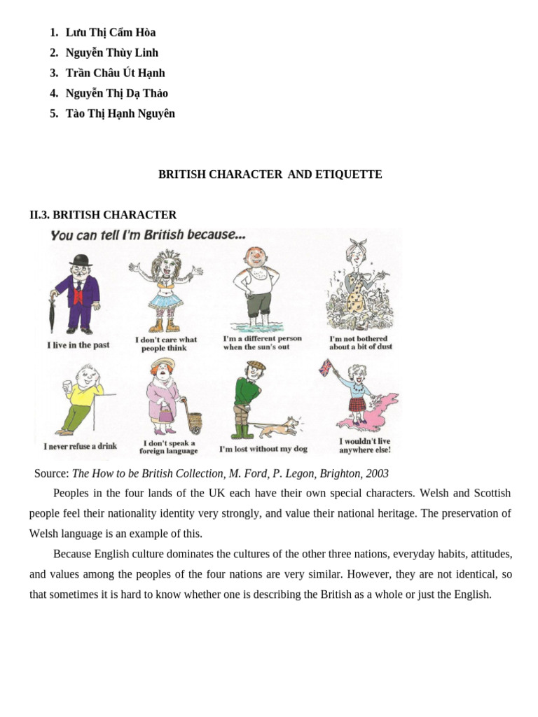 British Character and Etiquette | PDF