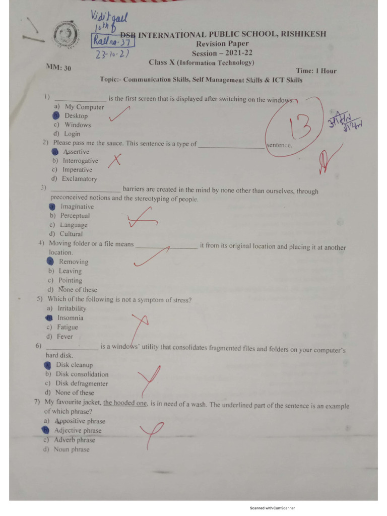 Class 10 Revision Paper | PDF