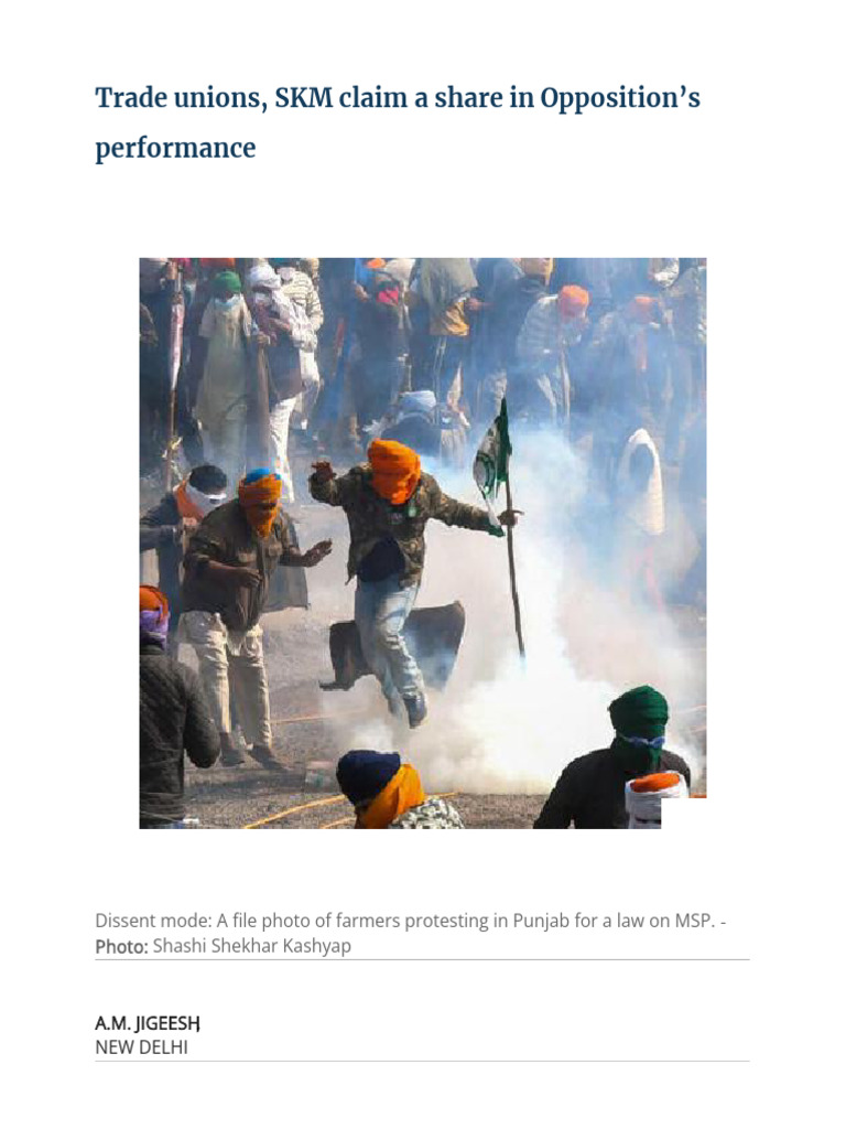 Trade Unions, SKM Claim A Share in Opposition's Performance | PDF