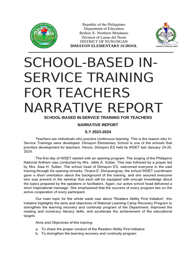 INSET Narrative Report | PDF