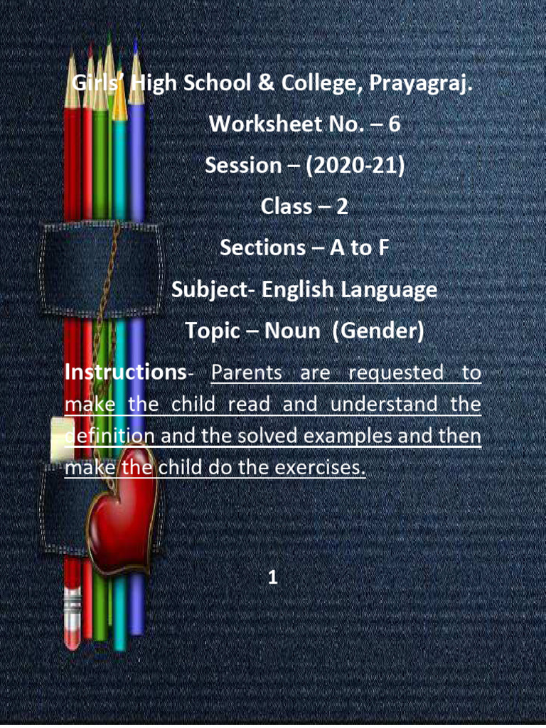 Class 2 English Language Worksheet No. 6 | PDF