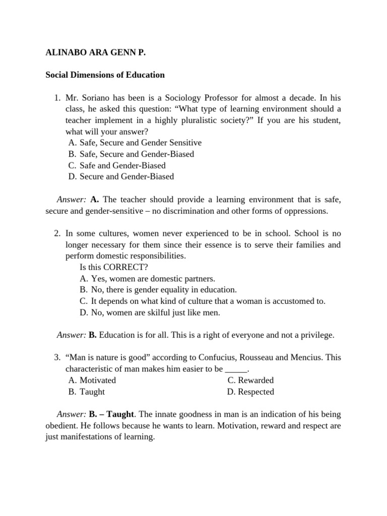 Social Dimension of Education | PDF