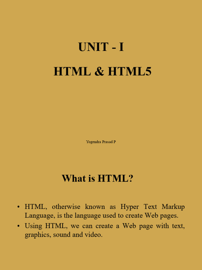 Unit I-HTML & HTML5 | PDF