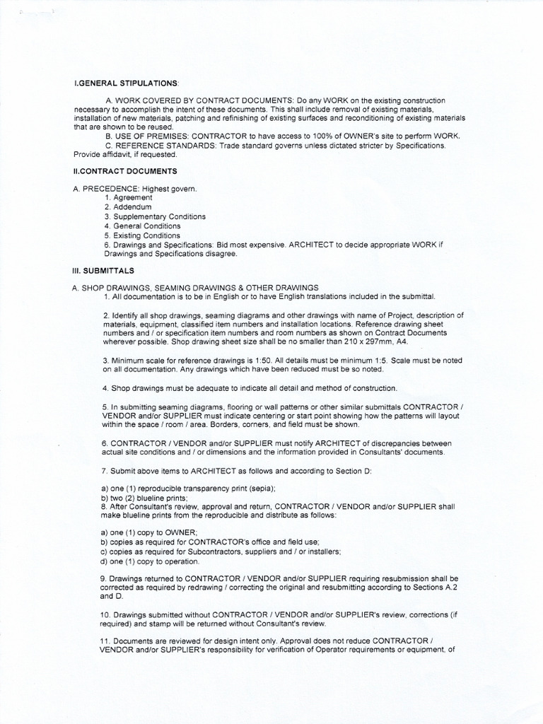 Architectural Specs Pt1 | PDF