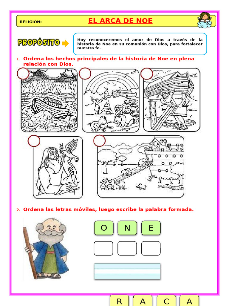 U3 S3 Ficha D2 Religión El Arca de Noe | PDF