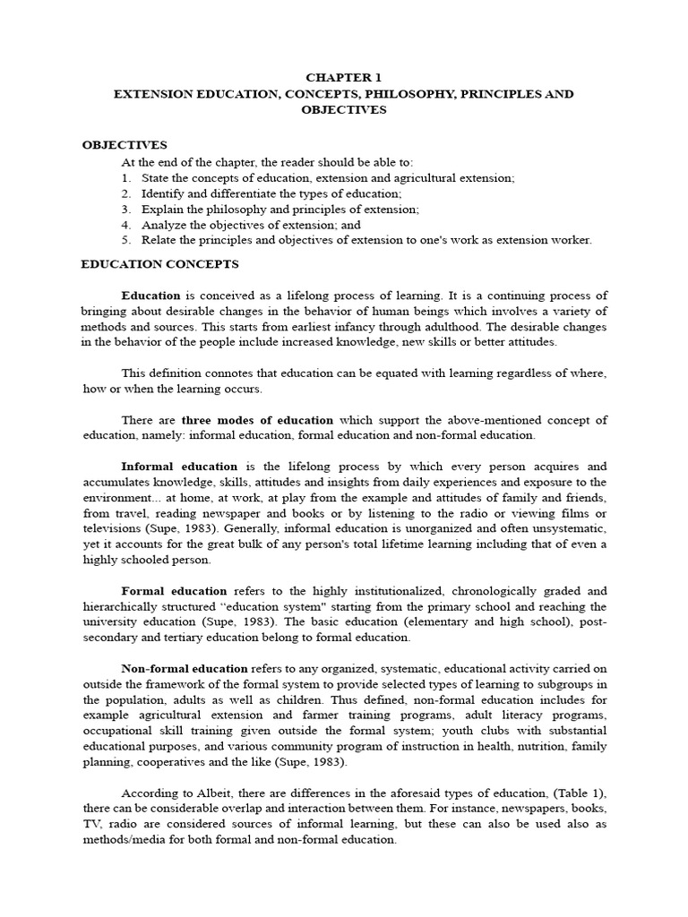 CHAPTER 1 Extension Education | PDF