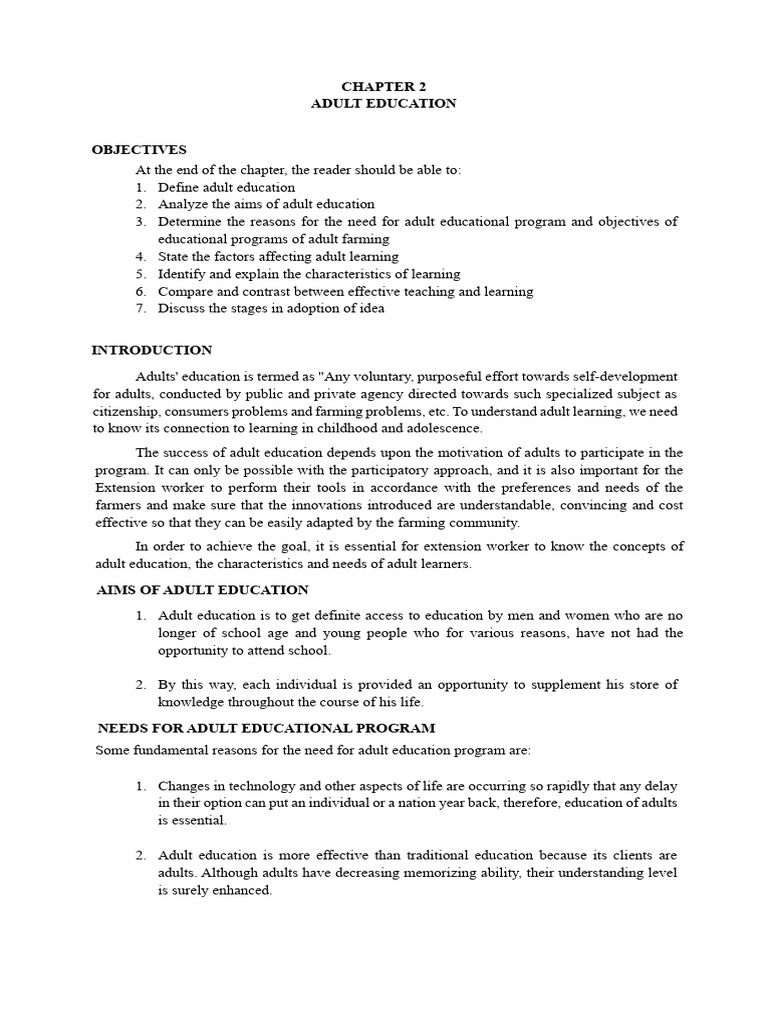 CHAPTER 2 Adult Education | PDF