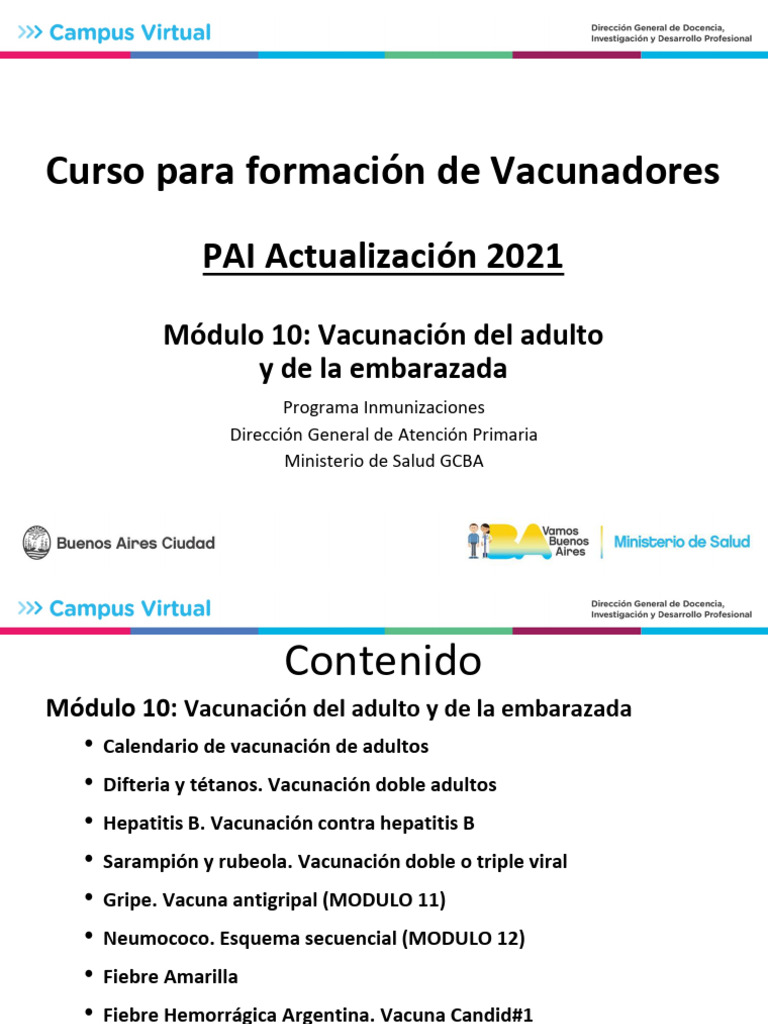 10 - Módulo PAI - Vacunas Del Adulto y Embarazadas | PDF