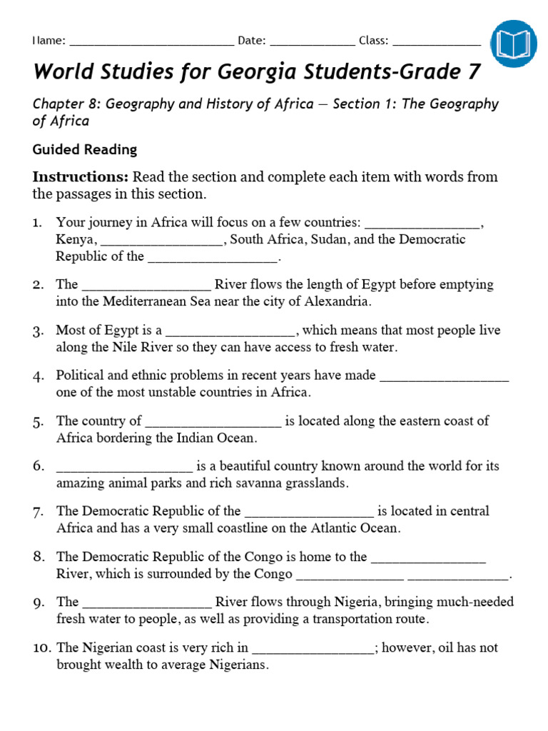 Africa Activity 1 | PDF