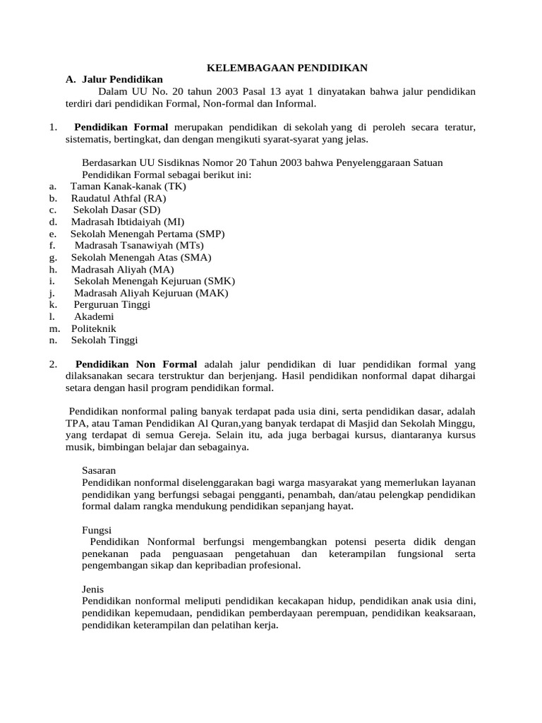 Kelembagaan Pendidikan | PDF