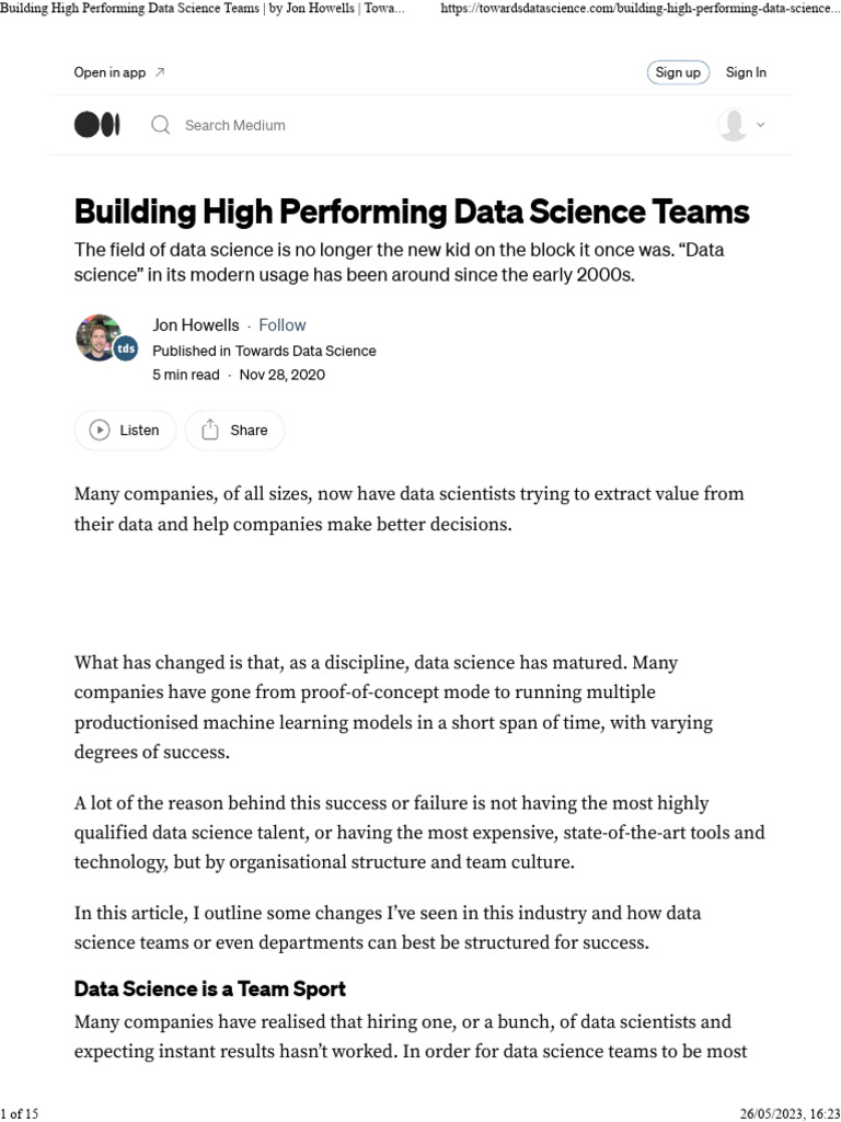 Building High Performing Data Science Teams by Jon Howells Towards Data ...