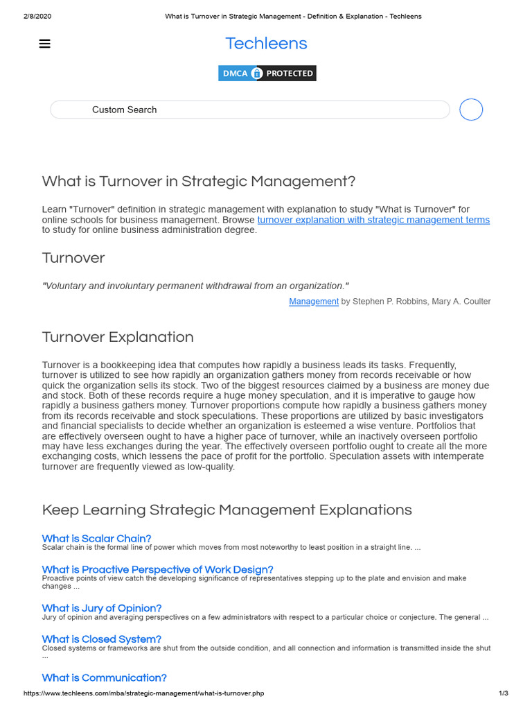 What is Turnover in Strategic Management - Definition & Explanation ...