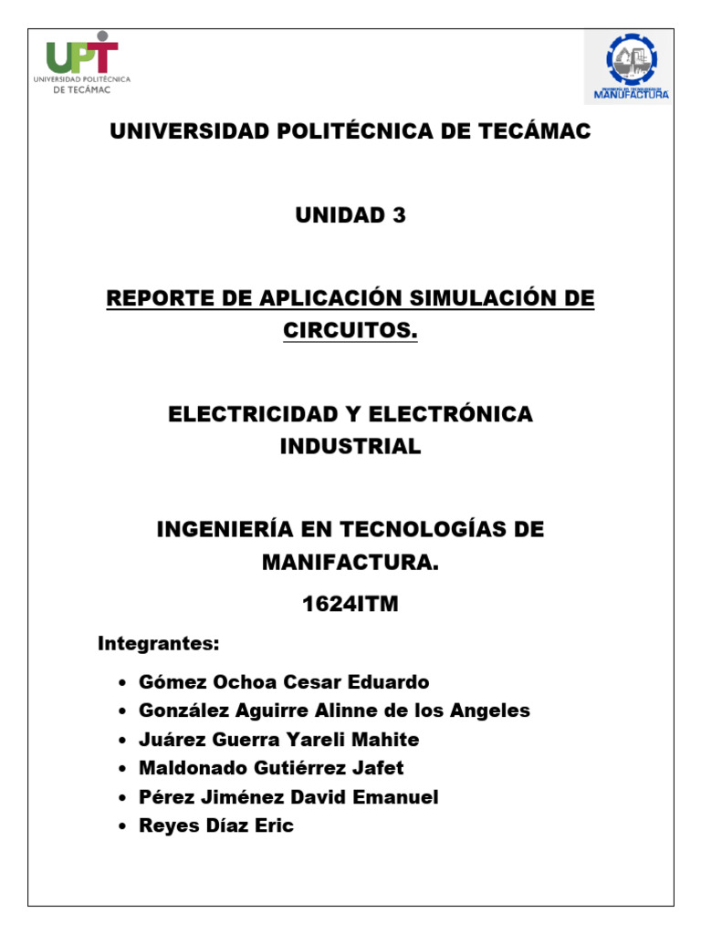 Reporte de aplicación simulación de circuitos. | PDF