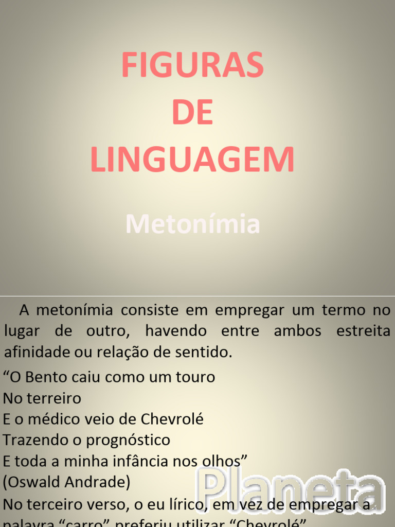 Figuras de Linguagem - Metonímia | PDF