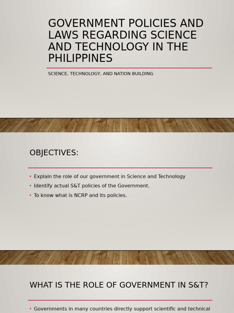 Government Policies and Laws Regarding Science and Technology | PDF