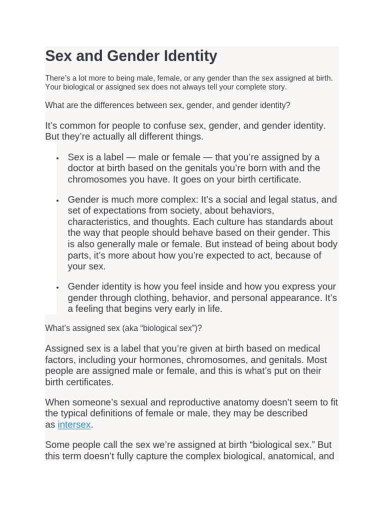 Sex and Gender Identity | PDF
