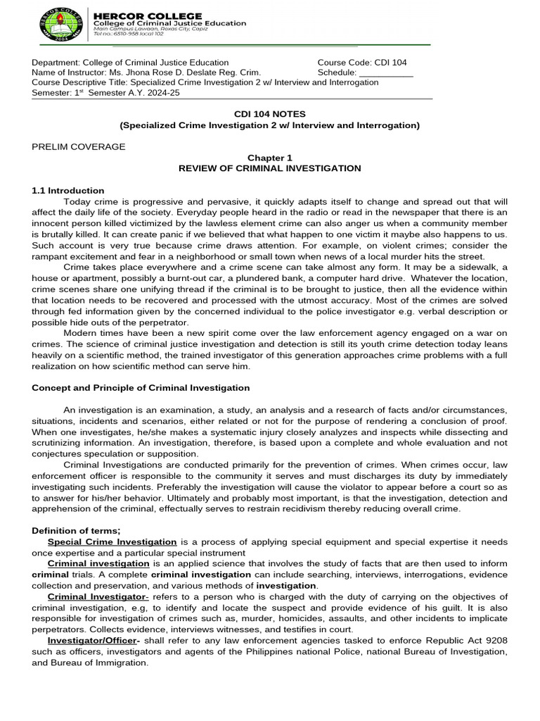 Handouts Cdi 104 | PDF