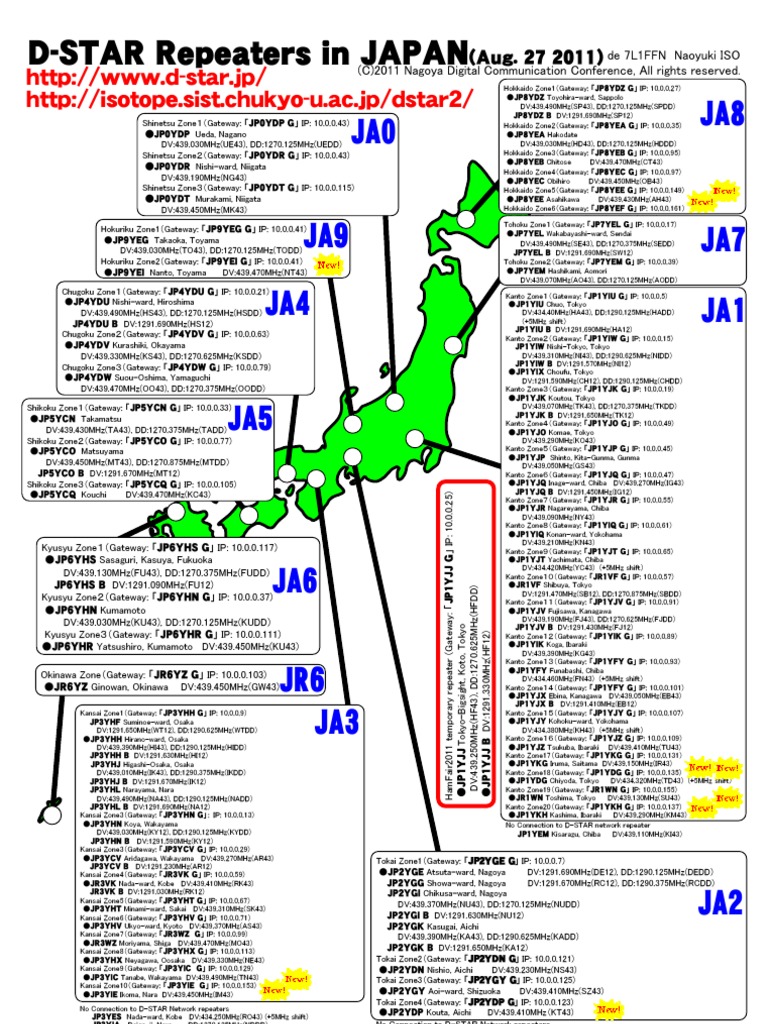 D-STAR Japan Repeater Map | PDF