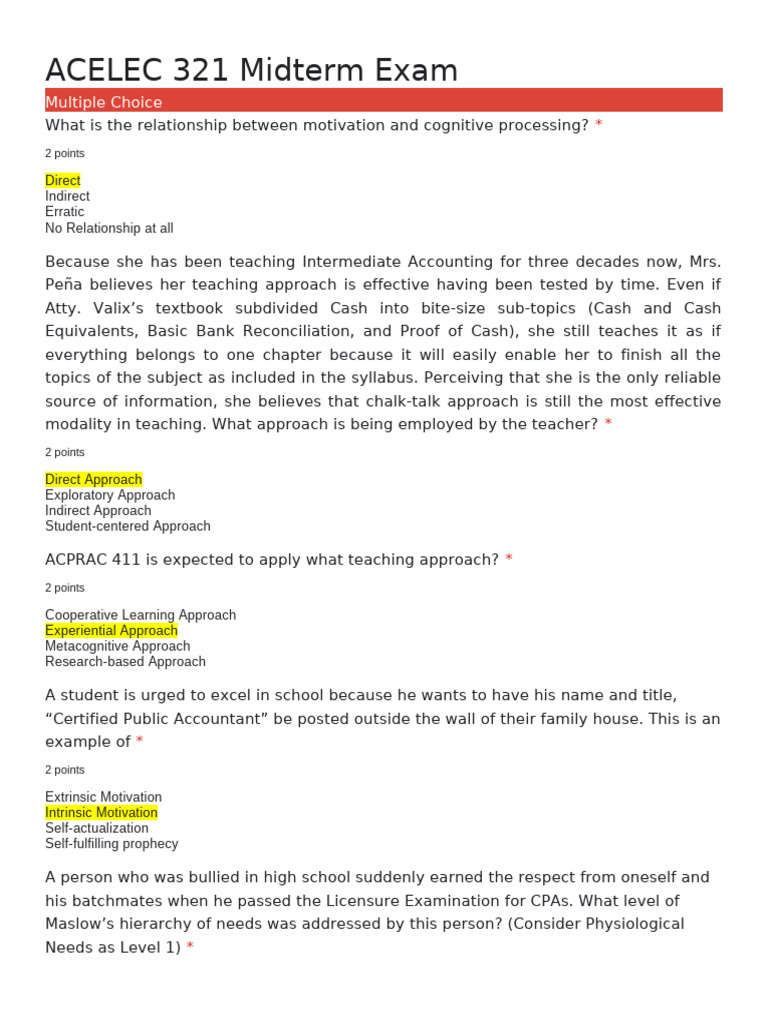 ACELEC 321 Midterm Exam | PDF
