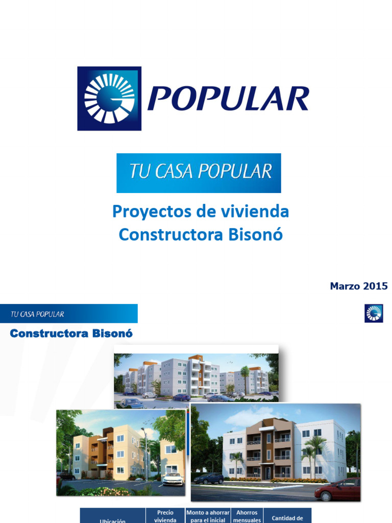 Tu Casa Popular - Proyectos de Vivienda Constructora Bisono | PDF