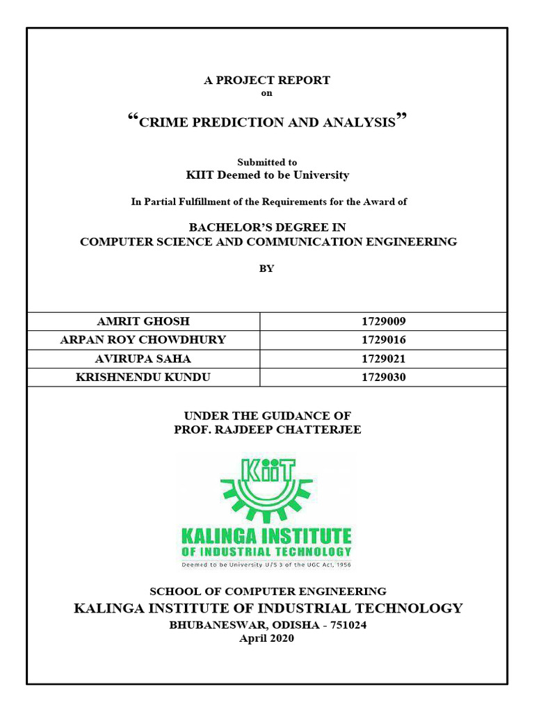 CRIME PREDICTION AND ANALYSIS (Report) | PDF