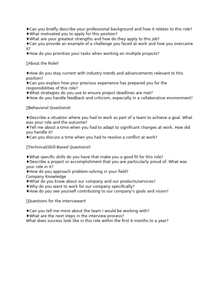 Before INTERVIEW Ques | PDF