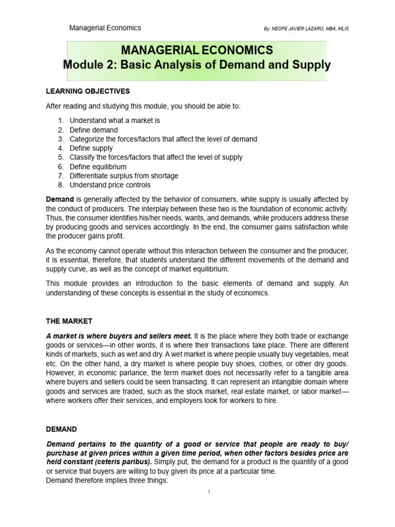 Module 2 Managerial Economics | PDF