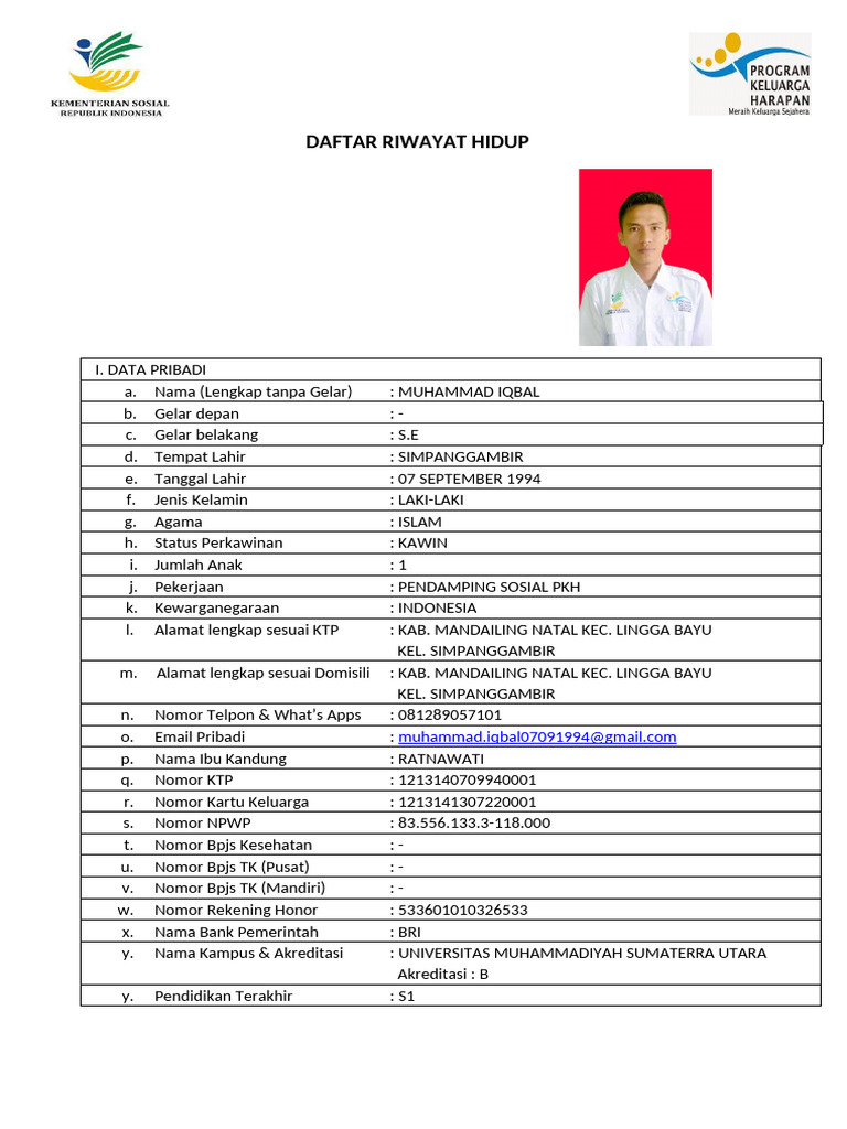 CV Muhammad Iqbal Baru 2024 | PDF