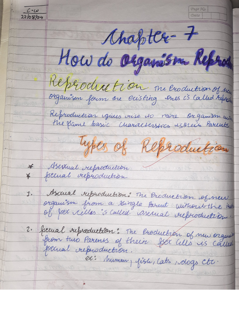 Ch-07 How Do Organism Reproduction Notes | PDF