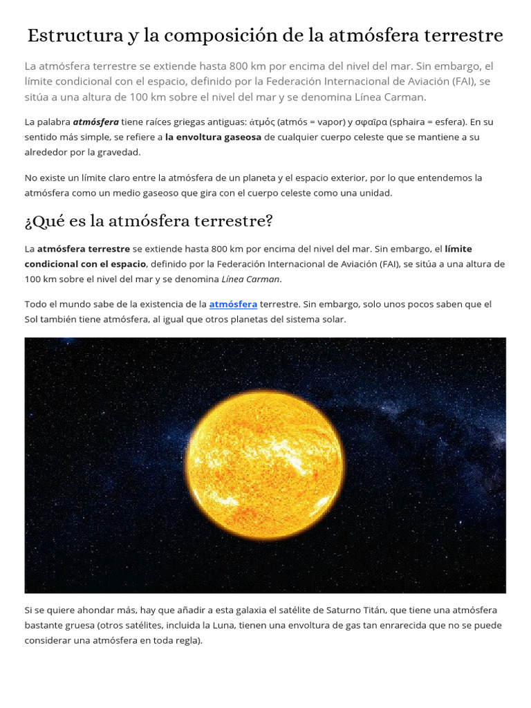 Estructura de la atmósfera terrestre | PDF | Atmósfera | Atmósfera de ...
