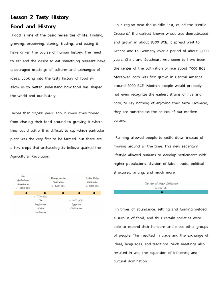 Lesson 2 Tasty History | PDF