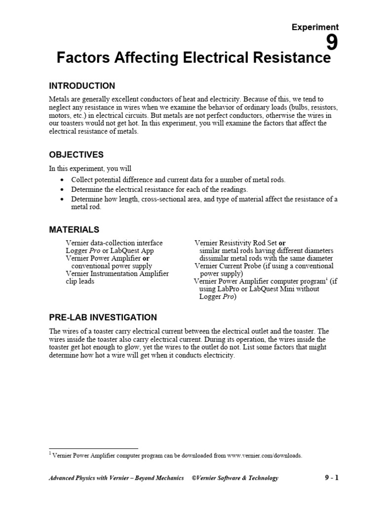PHYS-ABM-09-factors Affecting Electrical Resistance | PDF