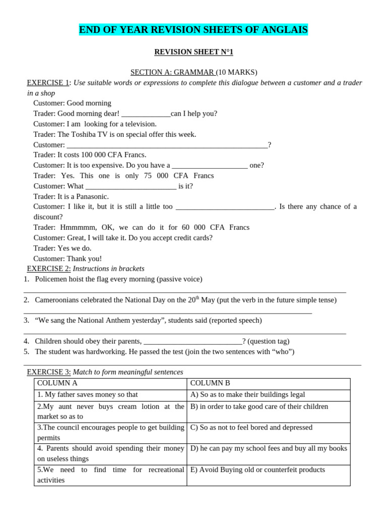 Revision Sheets | PDF