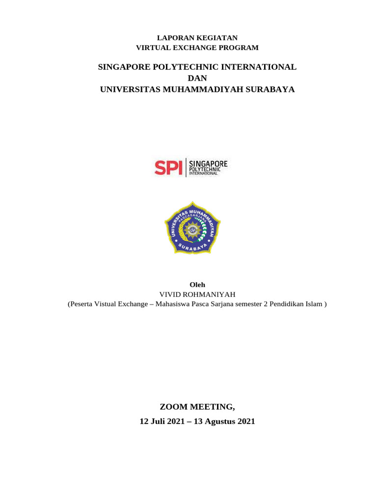 Laporan Kegiatan Virtual Exchange Program 2021 | PDF