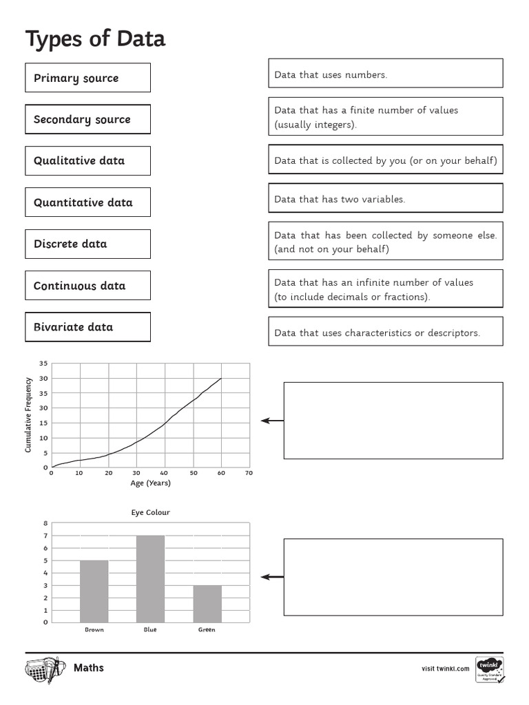 Types of Data Matching Activity Sheet | PDF