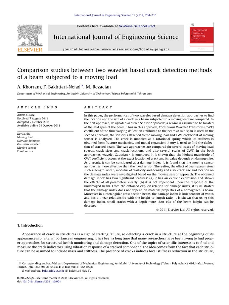 Comparison Studies Between Two Wavelet Based Crack Detection Methods ...