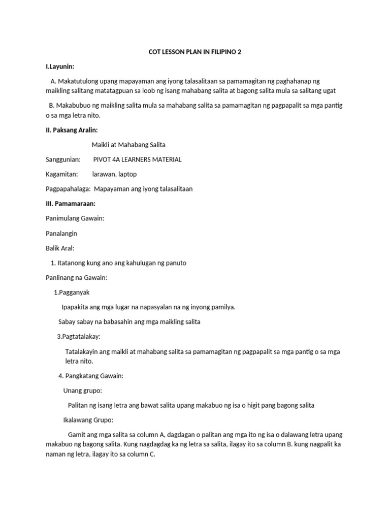 Cot Lesson Plan in Araling Panlipunan 2 | PDF