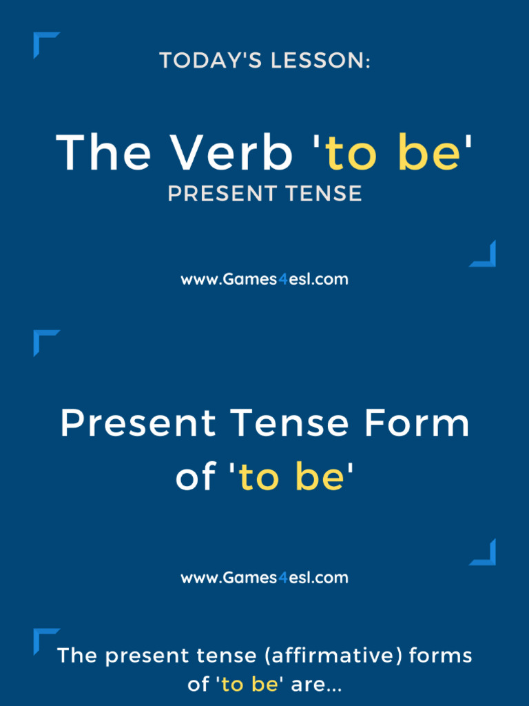 Be Verb Present Tense Form PowerPoint Lesson | PDF