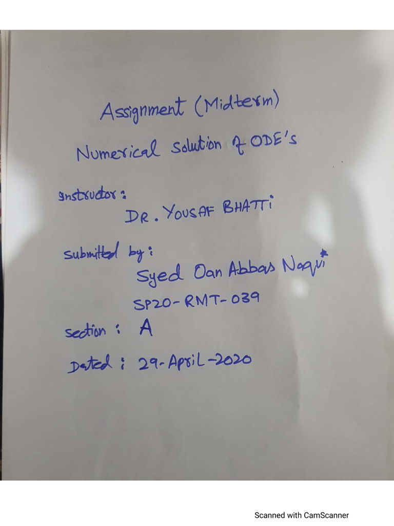 Numerical Odes Mid Pdf