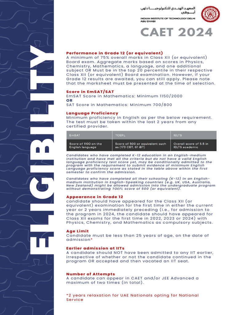 Eligibility Criteria CAET-2024 | PDF