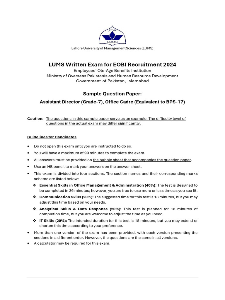 Eobi Sample Paper | PDF