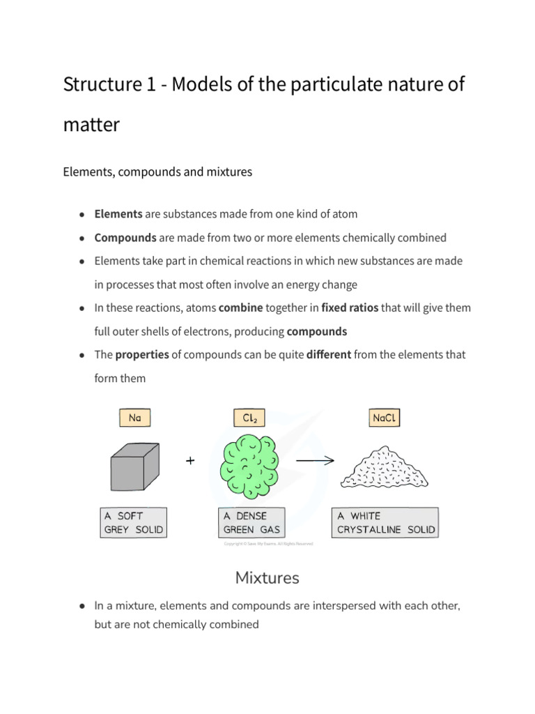 Structure 1 - Models of The Particulate Nature of Matter | PDF ...
