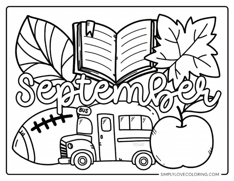 Fall Back To School September Coloring Pages | PDF